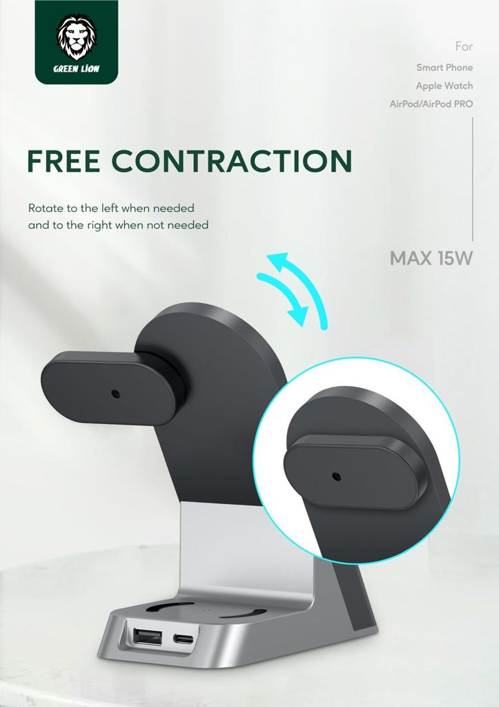 Green Lion 6 in 1 Wireless Fast Charger | Celltronics.lk