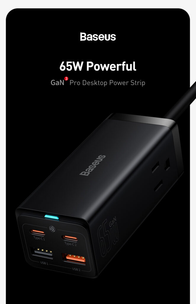 Baseus GaN3 Pro 2AC+2U+2C 65W US Desktop Powerstrip