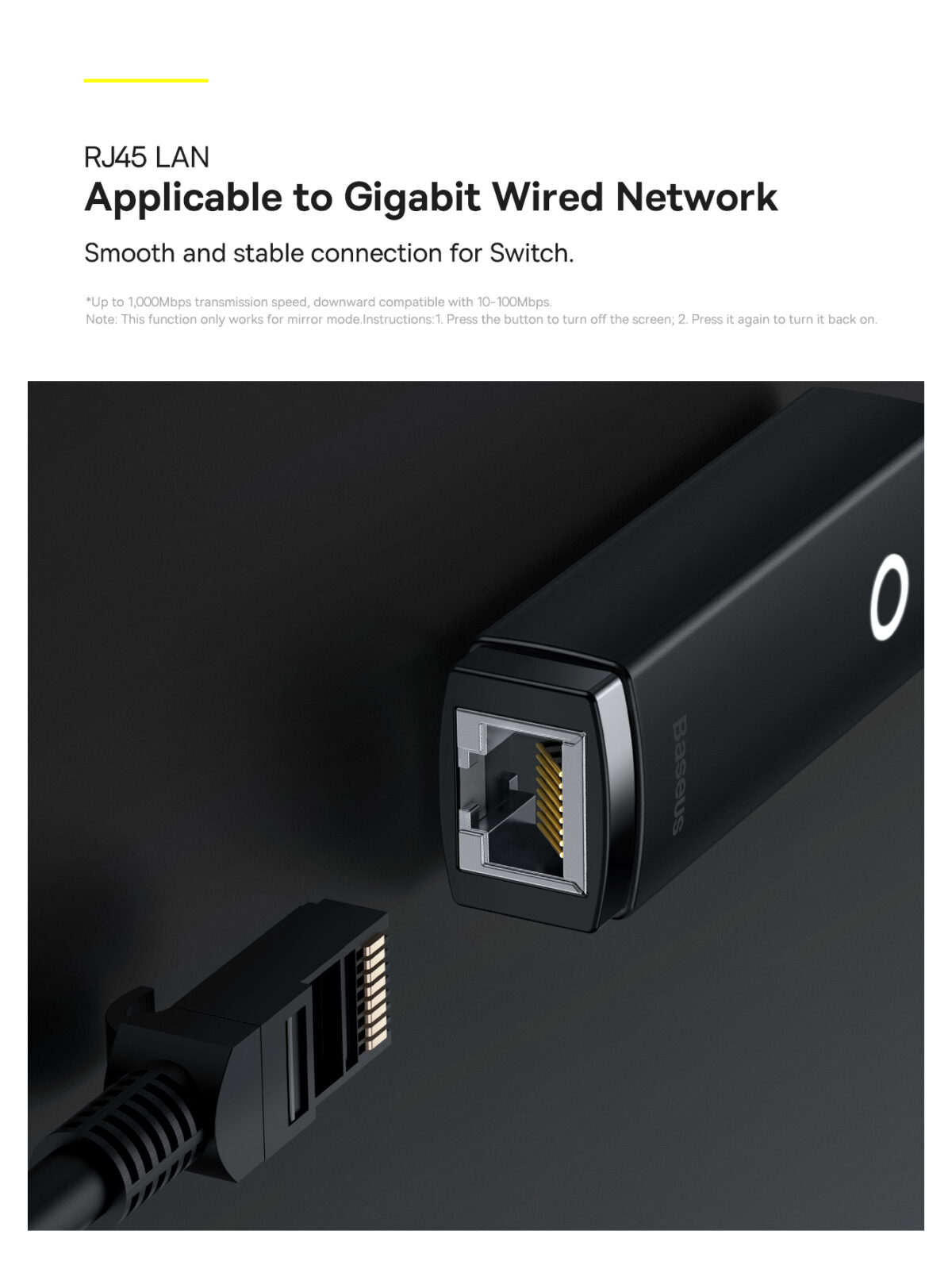 Baseus Lite Series Type-C to RJ45 LAN Port Ethernet Adapter ...